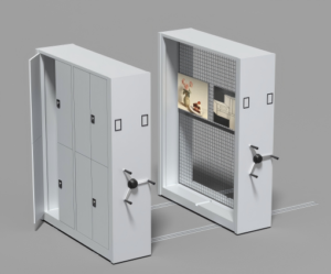 Hanging Mesh Art Mobile Shelving - Kievotin | Mobile Storage & Smart ...